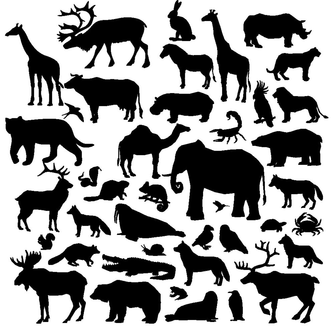 Animal Images, Clipart Silhouettes, Black Silhouette Prints, Svgs, Pdfs ...