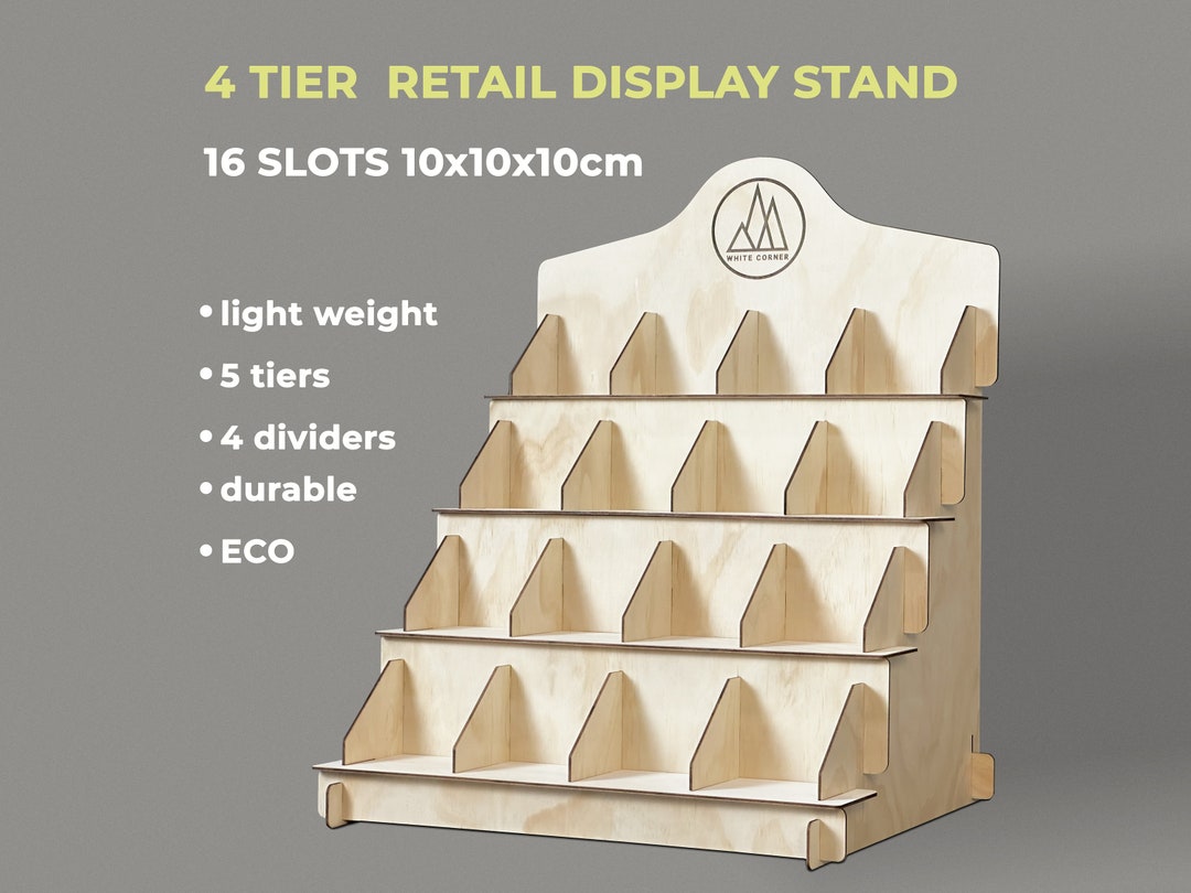 Wooden 4 Tier Retail Display Stand Candle Display Stand Soap Display ...