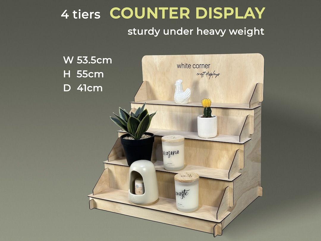 4 Tier Counter Display Stand Long Retail Display Stand Wooden Display ...