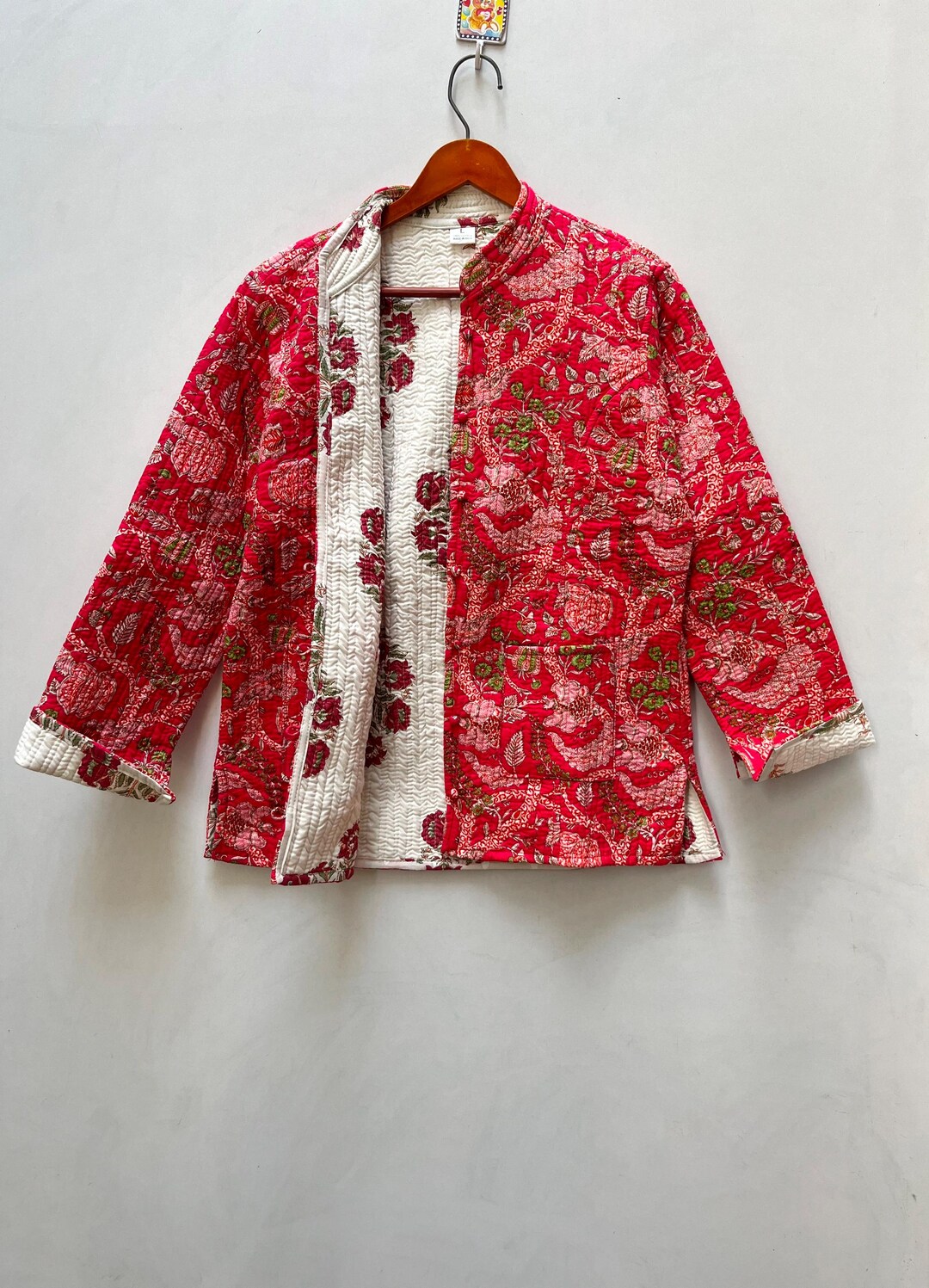 Indian Women's Quilted Jacket Block Printed Boho Style Quilted Handmade ...