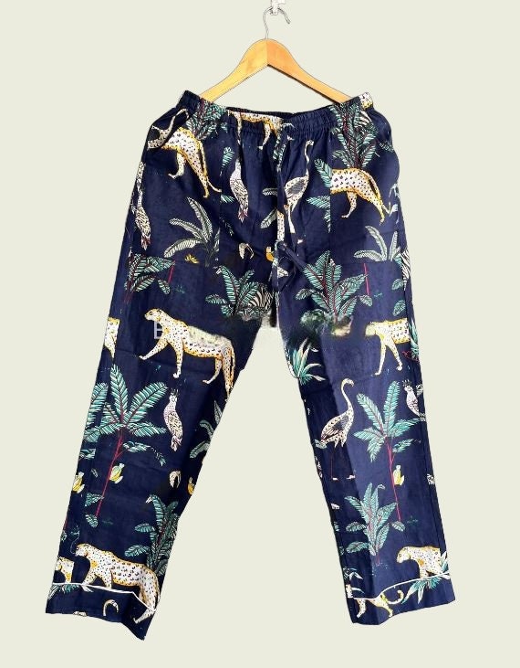 Jungle Print Cotton PJ Set, Bridesmaid Gift, Cotton Nightwear, Adult ...