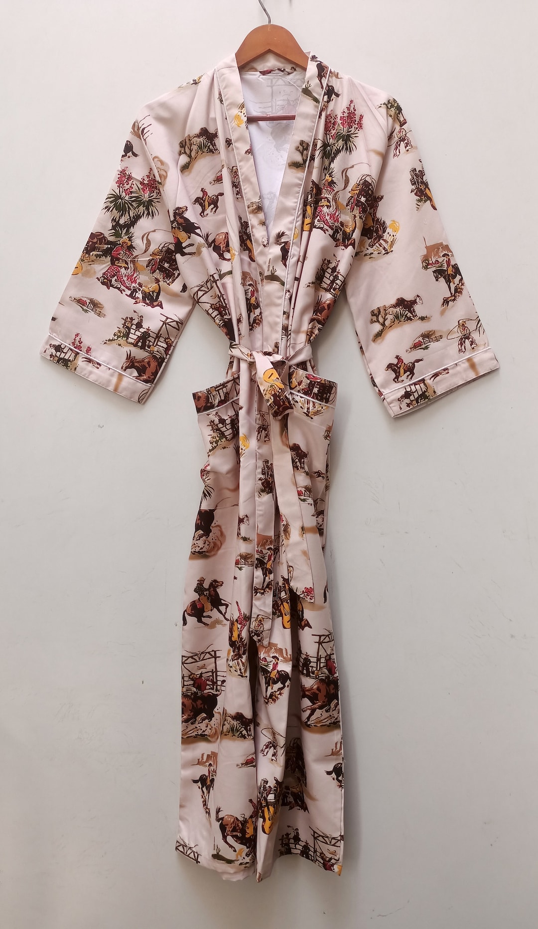 Cowboy Print Cotton Kimono Robe: Soft Boho Bath Robe - Etsy
