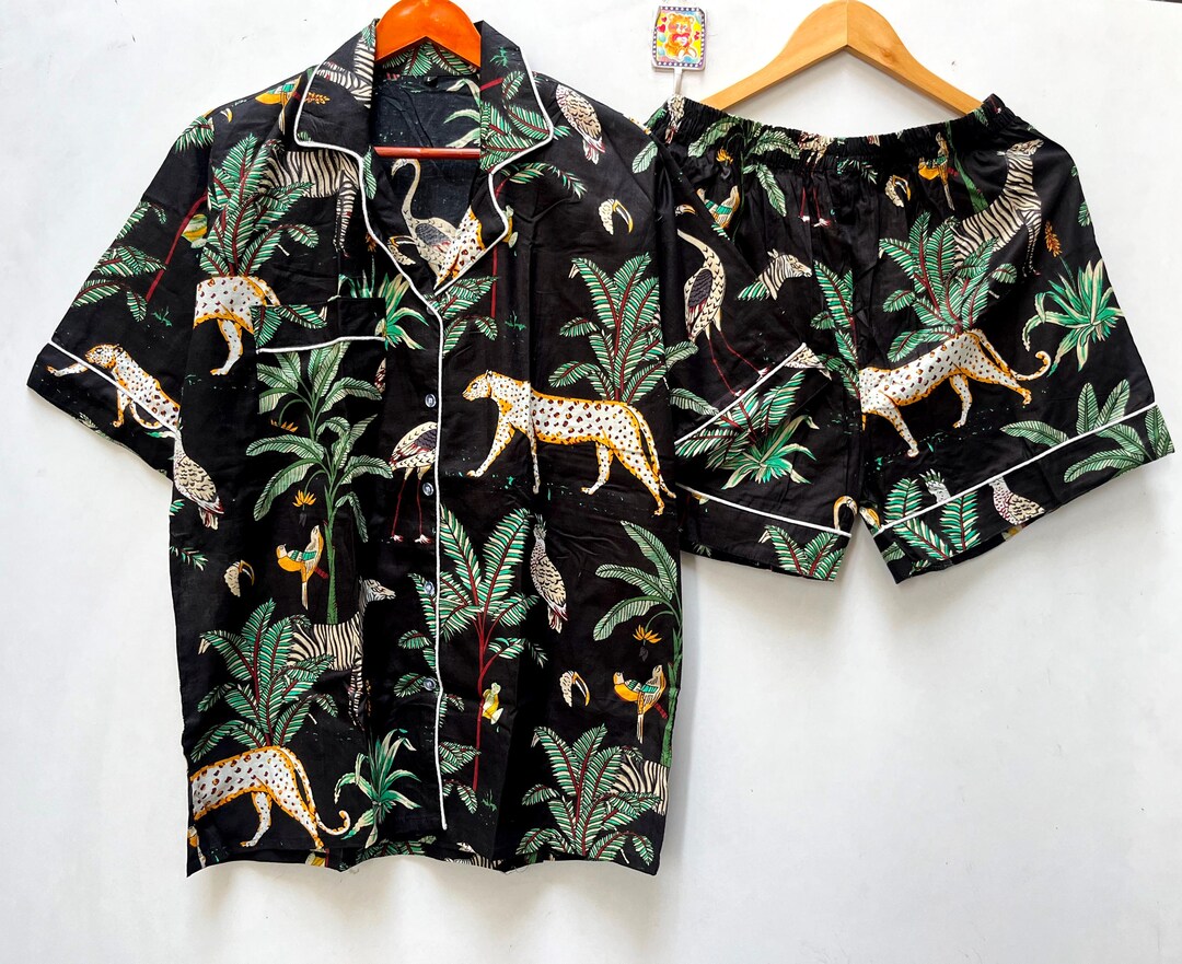 Jungle Safari Pajama Set: Pure Cotton Short Pjs, Indian Cotton ...