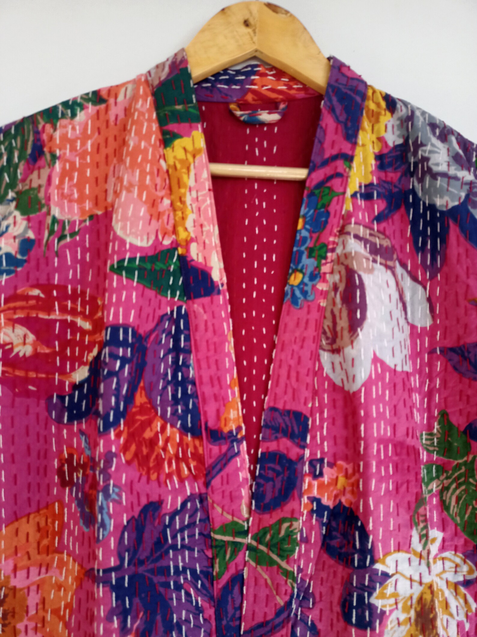 Kantha Robe, Kantha Jacket, Handmade Floral Print Kantha Jacket ...