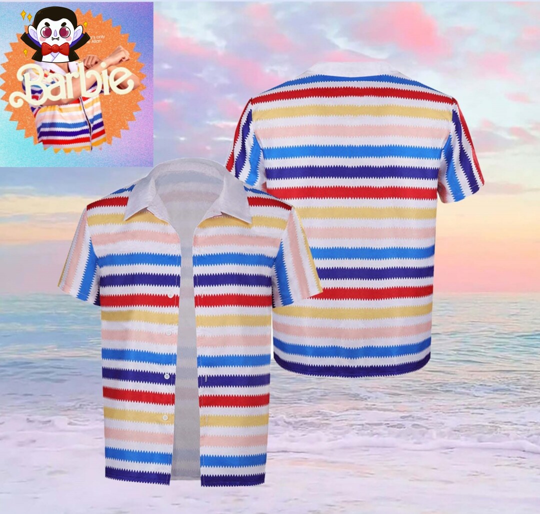 Men Allan Costume Shirt-barbie Movie: 80s Rainbow Stripe - Etsy