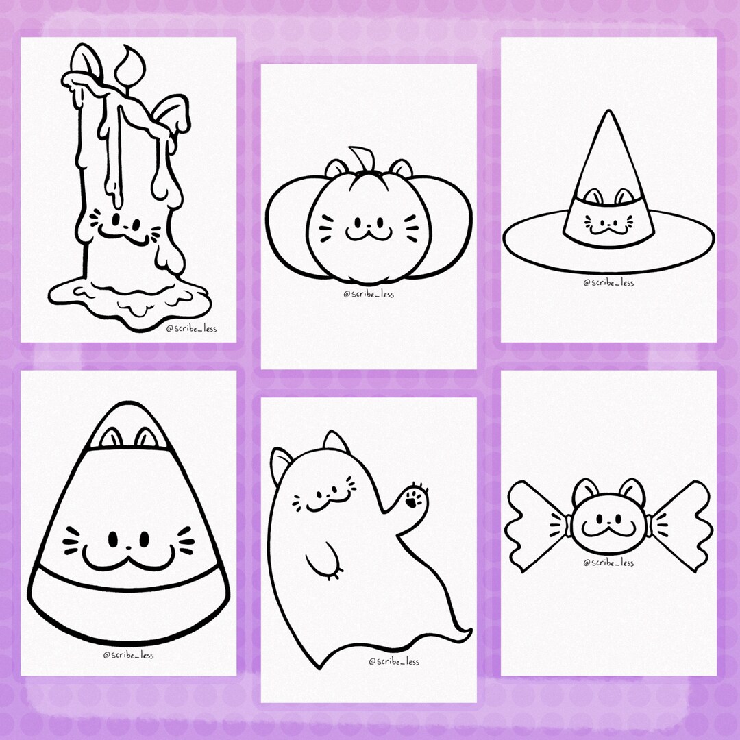 Spooky Cats Printable Colouring Pages. 6 Spooky Cat Pages. Digital ...