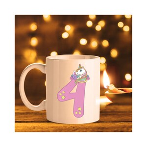 Unicorn Number 4 Design – Birthday Party SVG, PNG, JPG Files - Etsy