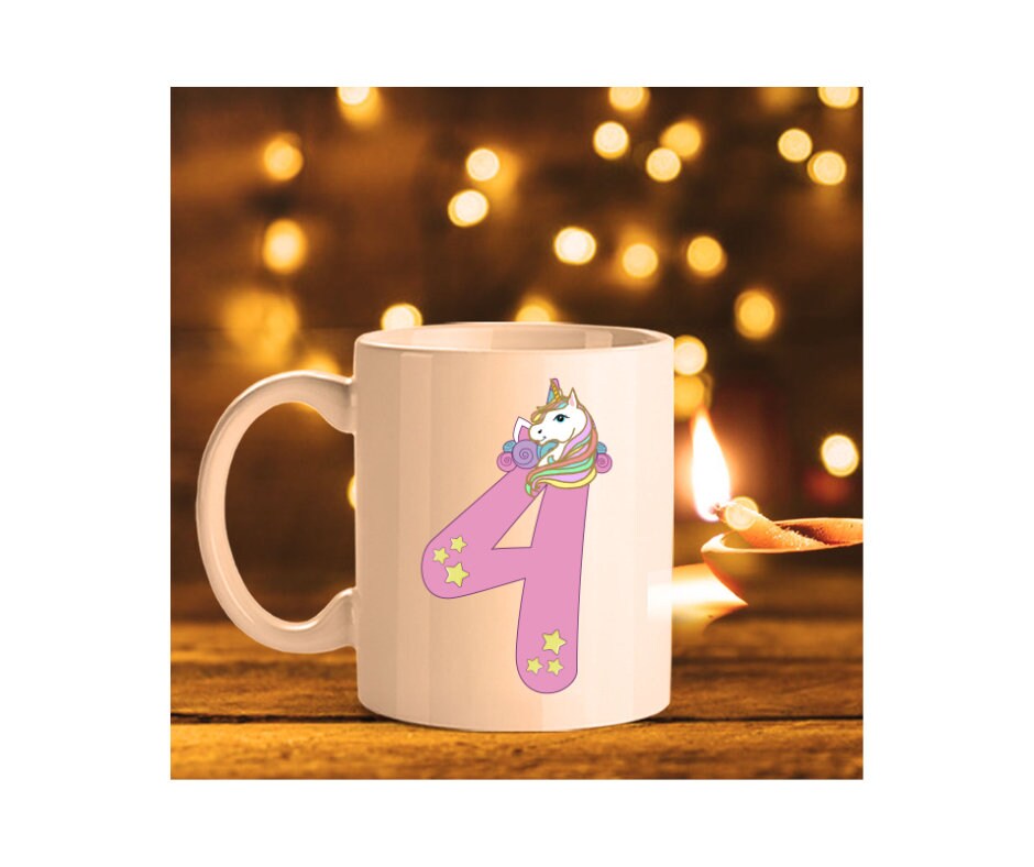 Unicorn Number 4 Design – Birthday Party SVG, PNG, JPG Files - Etsy