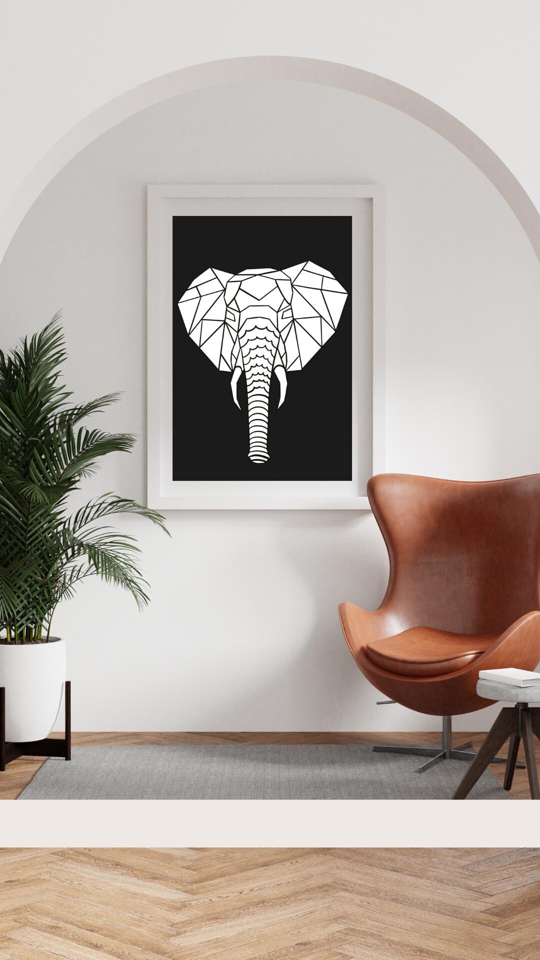 Geometric Elephant SVG | Animal Line Art, Cricut Cut File (digital ...