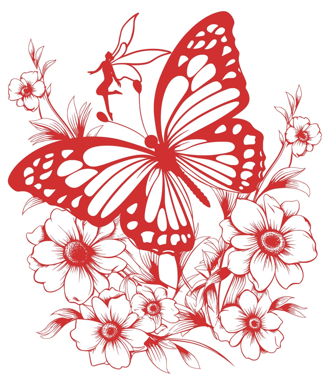 Butterfly Angel Clipart, Flowers Butterfly With Angel Digital File ...