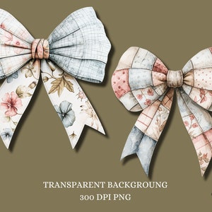 30 Cottagecore Bows Set, Whymsical Bows PNG, Watercolor Boho Bows ...