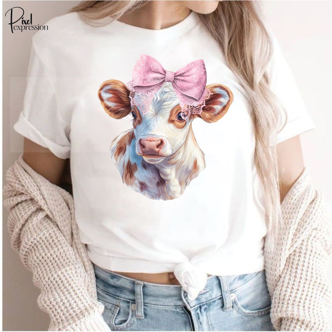 Highland Cow With Coquette Bow Shirt, Coquette Aesthetic Shirt ...