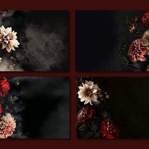 Moody Floral Digital Backdrops | Fine Art Overlays | Black and Red ...