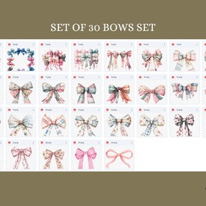 30 Cottagecore Bows Set, Whymsical Bows PNG, Watercolor Boho Bows ...