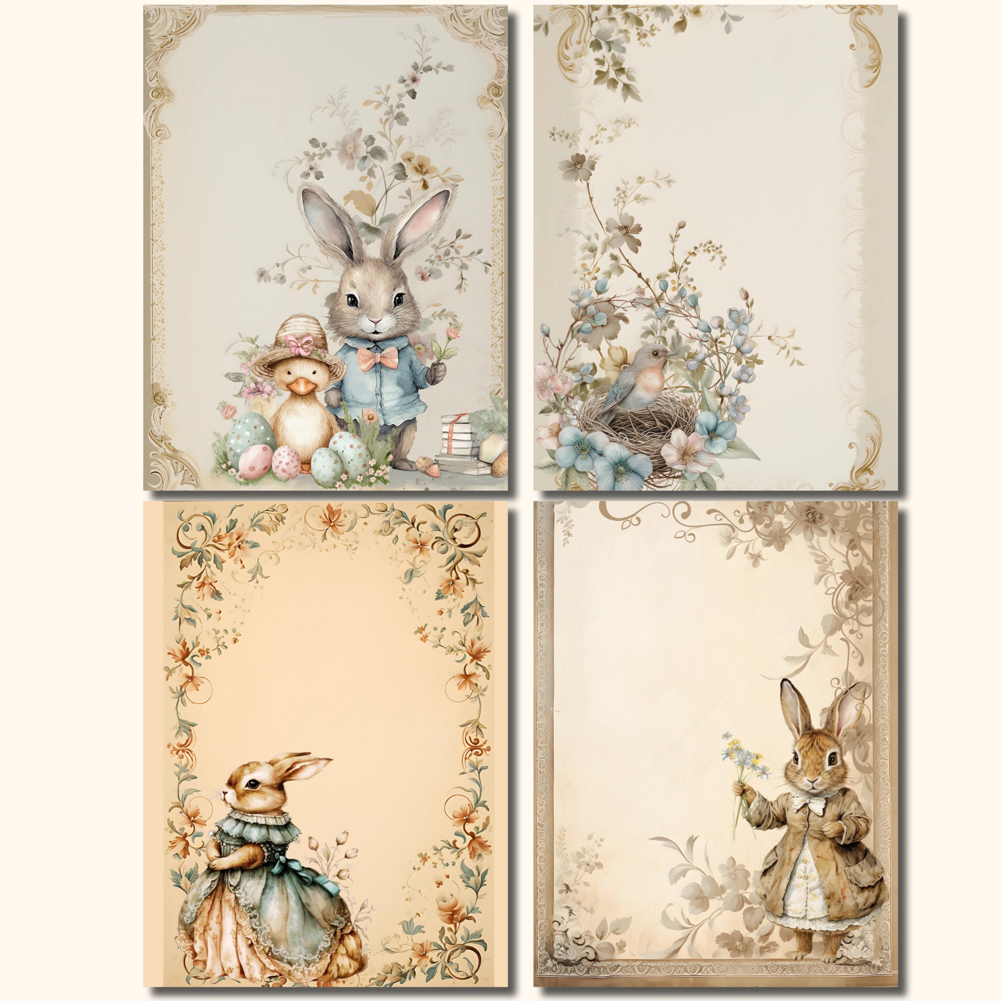 Easter Bunnies Junk Journal Kit Easter Eggs Vintage Ephemera Bunny ...