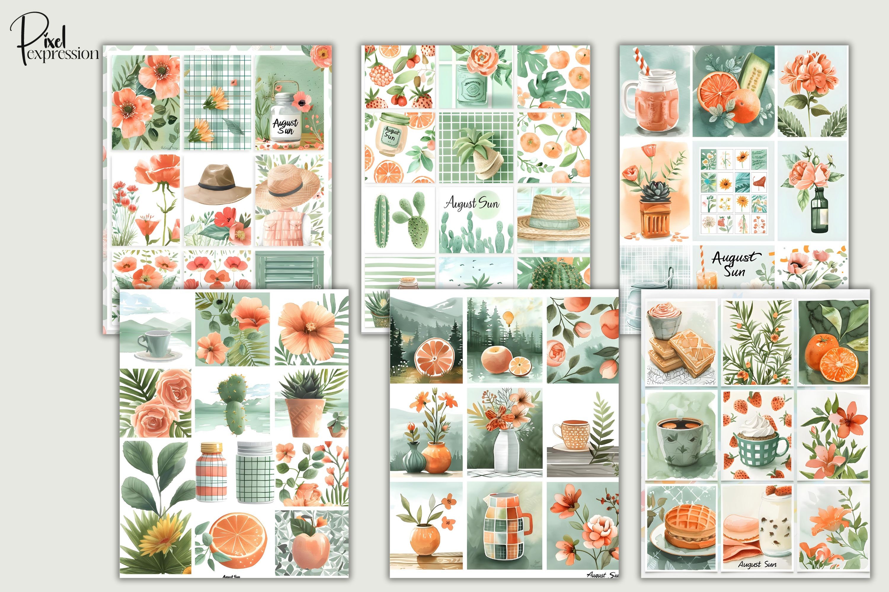 Cozy Cottagecore Life Coral Green 100 Sheet Summer Scrapbook Paper Kit ...