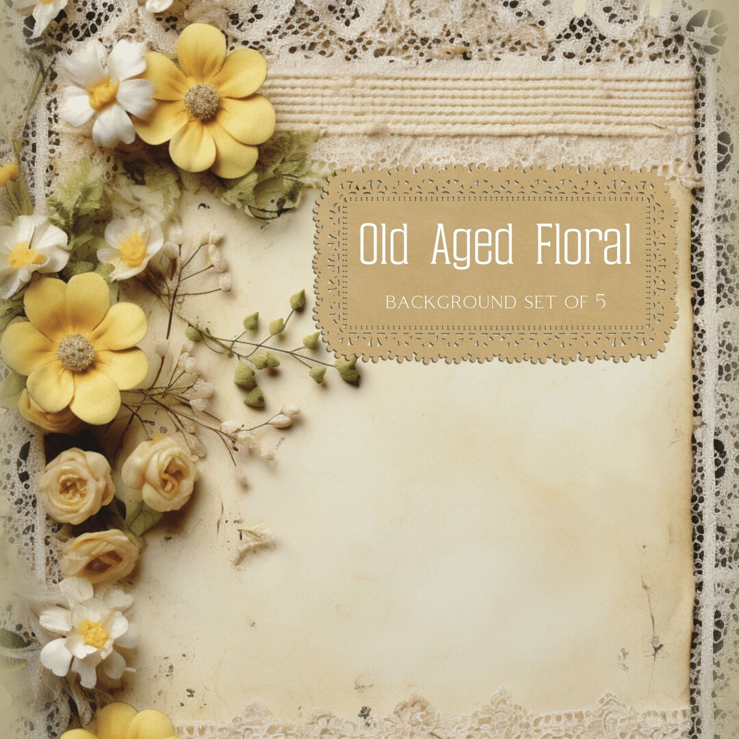 Antique Yellow Color Floral Stunning Grungy Paper, Vintage Old Aged ...