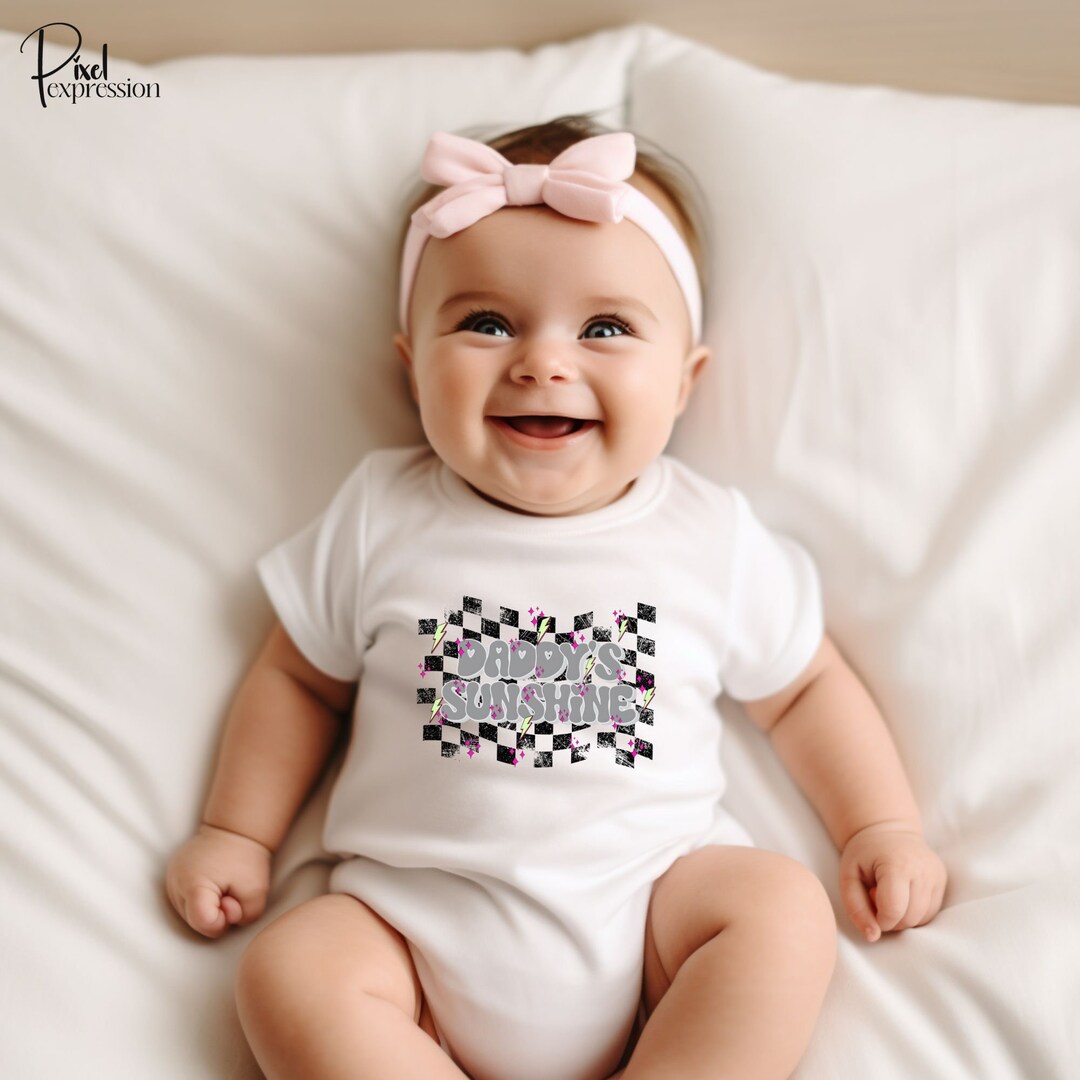Daddy's Sunshine Checkered Bodysuit, Checkered Flash Groovy Design ...