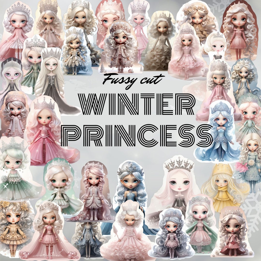 Clip Art and Coloring Pages "winter Princess", Digital, Snow Ice Cute ...
