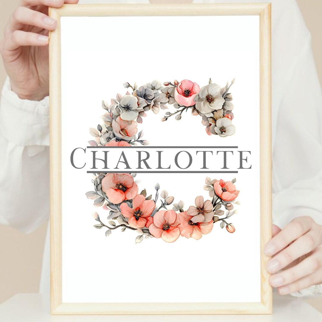 Bohemian Floral Gold Alphabet Letters Initial Wall Art Nursery Boho ...