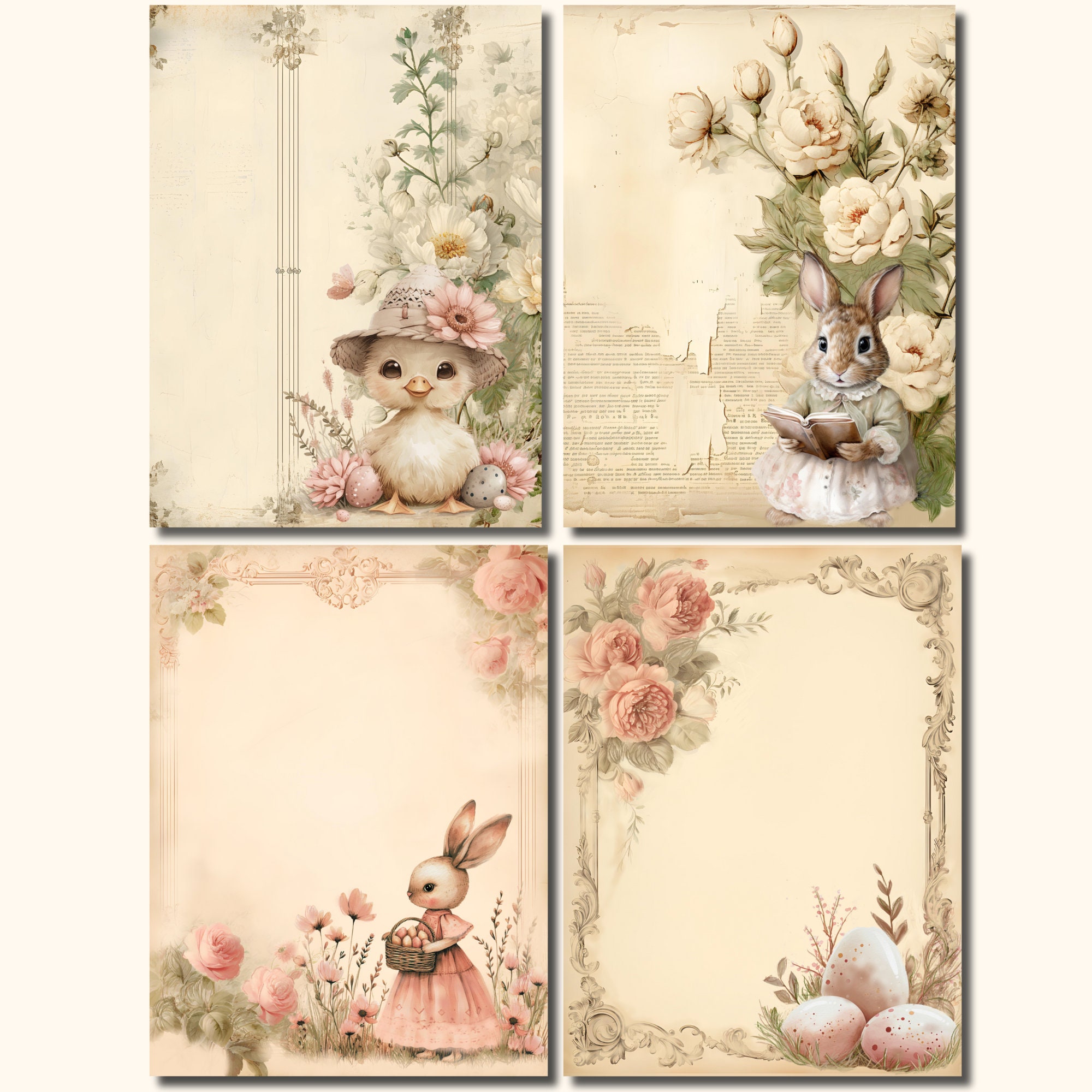 Easter Bunnies Junk Journal Kit Easter Eggs Vintage Ephemera Bunny ...