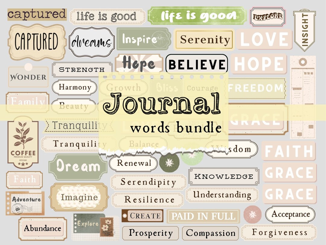 Journal Words, Bundle, Definition, Phrases, Mixed Media, Digital ...