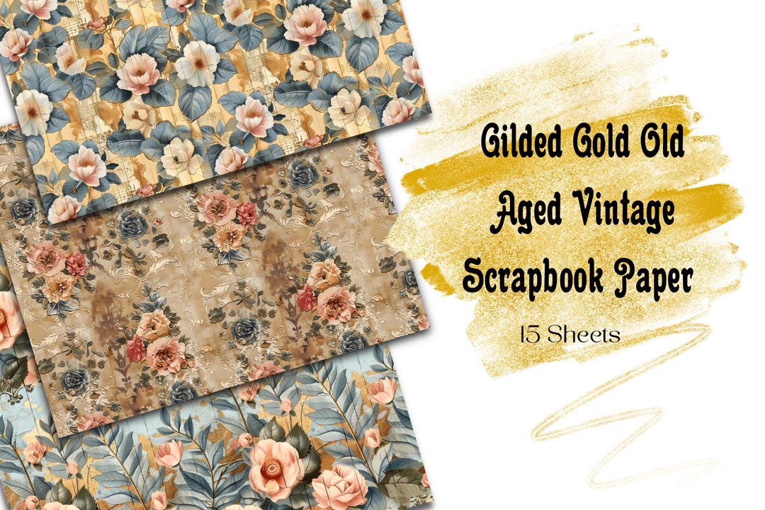 Gilded Gold Old Aged Vintage Seamless Pattern Paper Pages Vintage ...