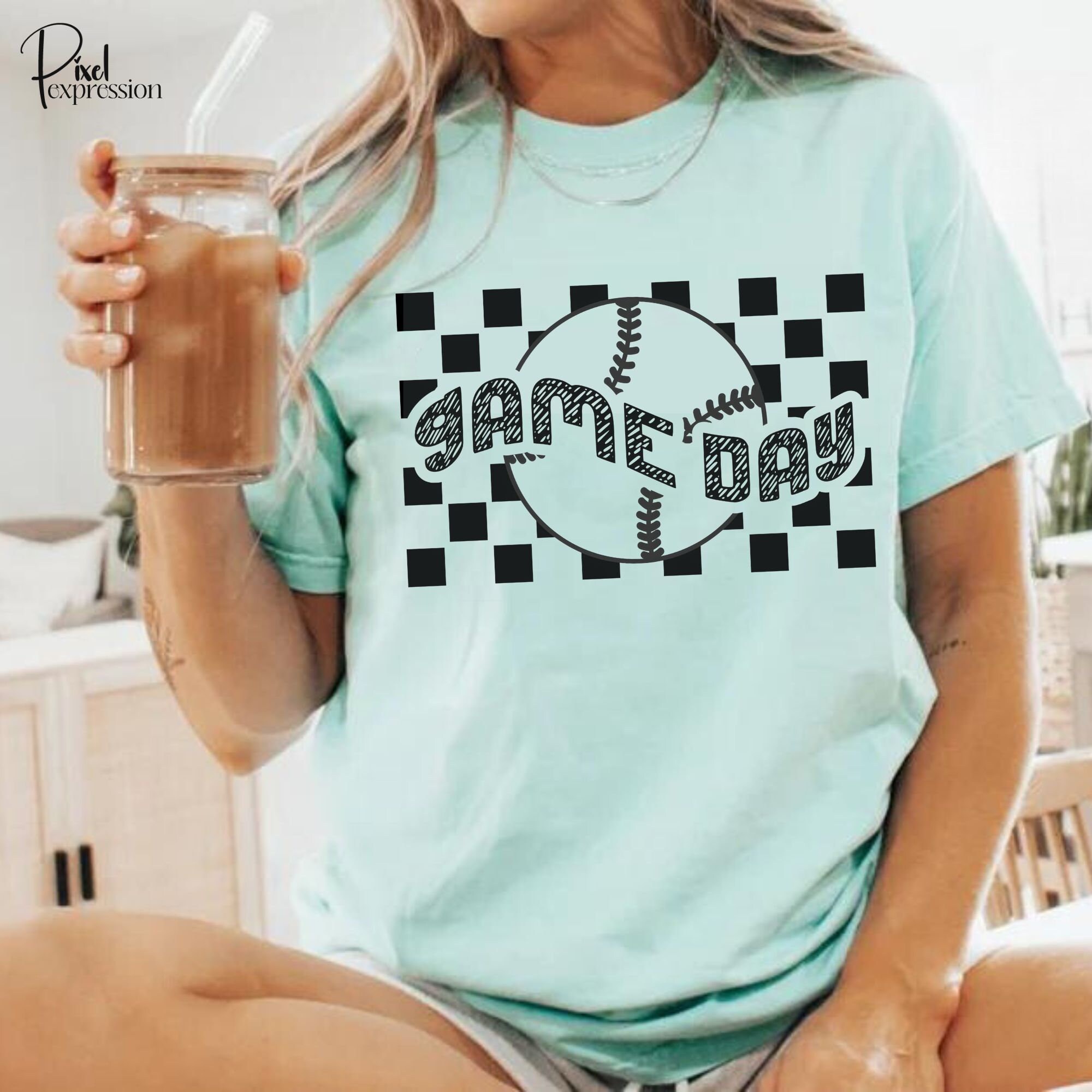 Checkered Baseball SVG, Game Day SVG, Baseball PNG, Baseball Game ...