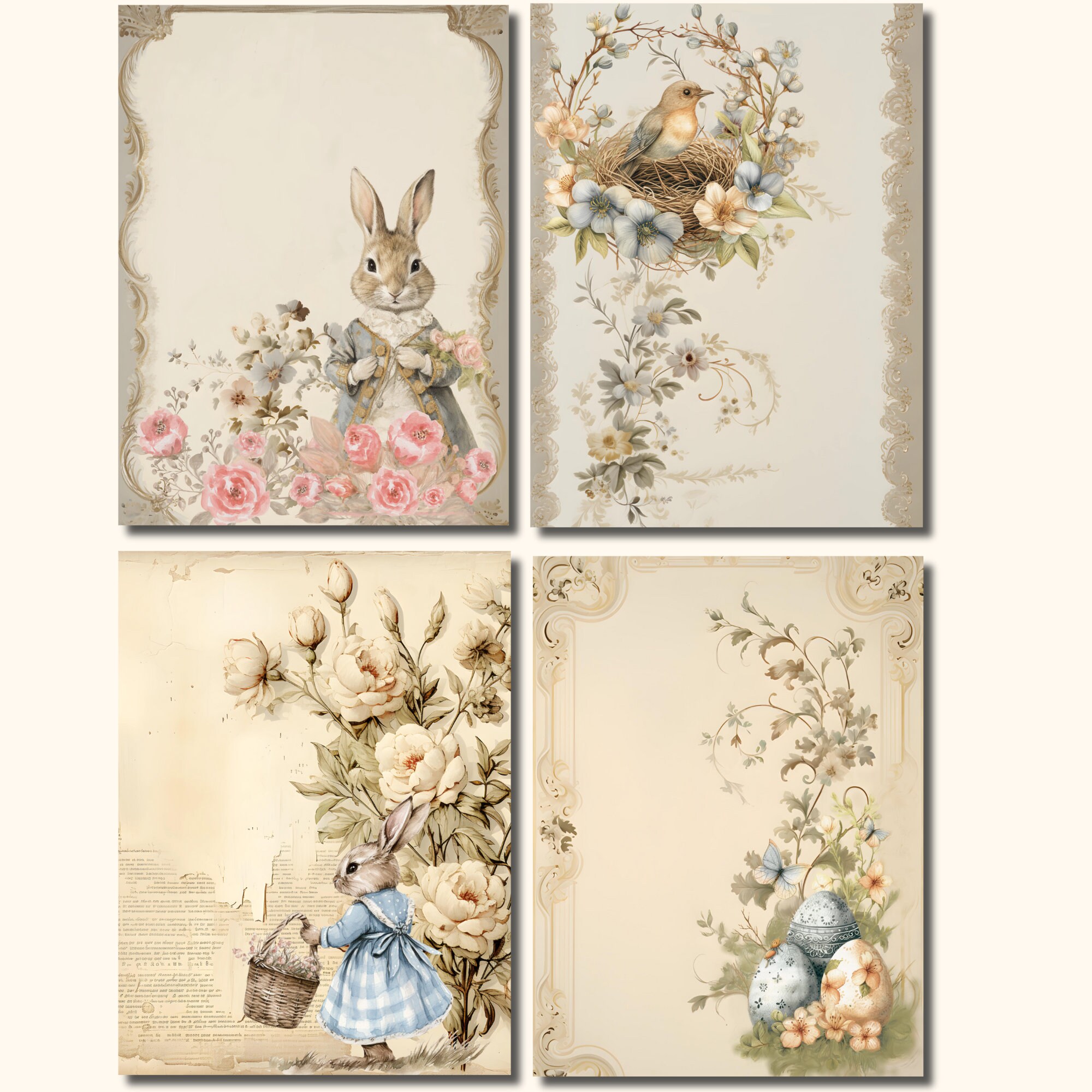Easter Bunnies Junk Journal Kit Easter Eggs Vintage Ephemera Bunny ...