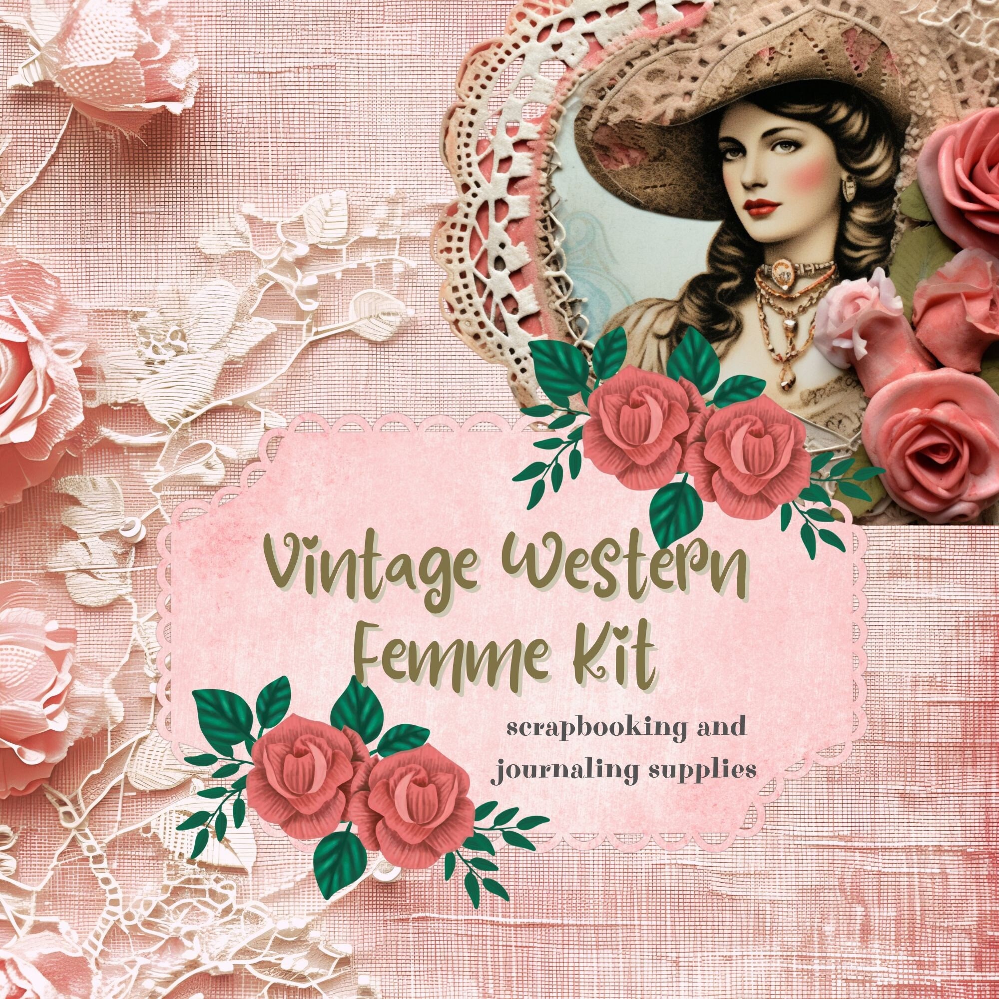 Western Cowboy Vintage Lace Girls Clipart, Western Clipart, Wild West ...