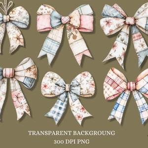 30 Cottagecore Bows Set, Whymsical Bows PNG, Watercolor Boho Bows ...