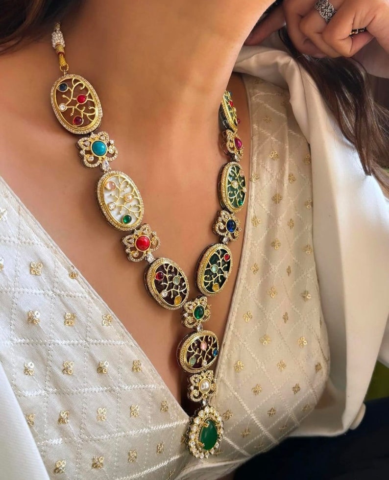 Sabyasachi Inspired Fine Quality Layered Long Emerald Green Faux ...