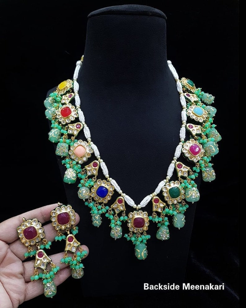Sabyasachi Designer Kundan Set, Tanjore Kundan Jewelry, Bridal Kundan Set, Multi Color Kundan ...