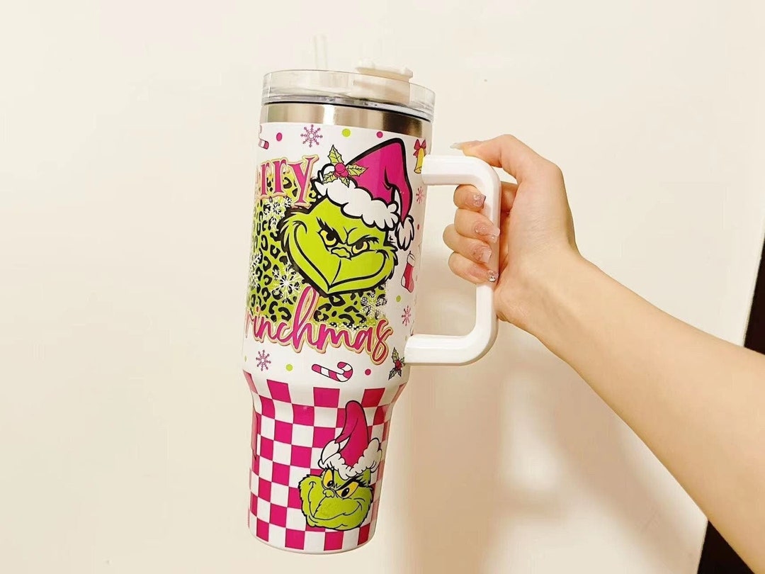 Weihnachten rosa 40 Unzen Becher Grinch Becher mit Deckel und - Etsy.de