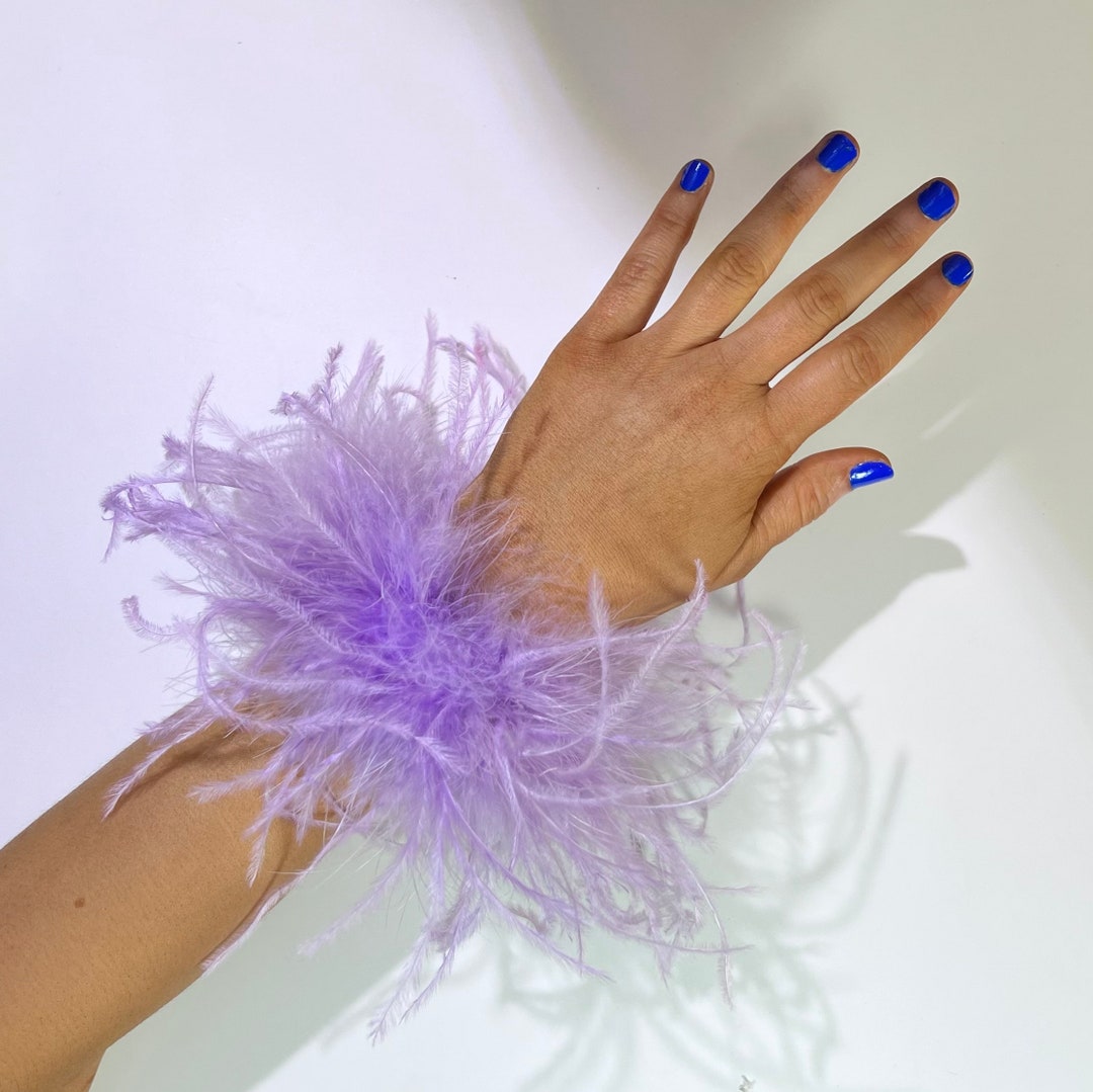 Premium Feather Cuffs Pair Lavender Purple Handcrafted Elegant Wrist ...