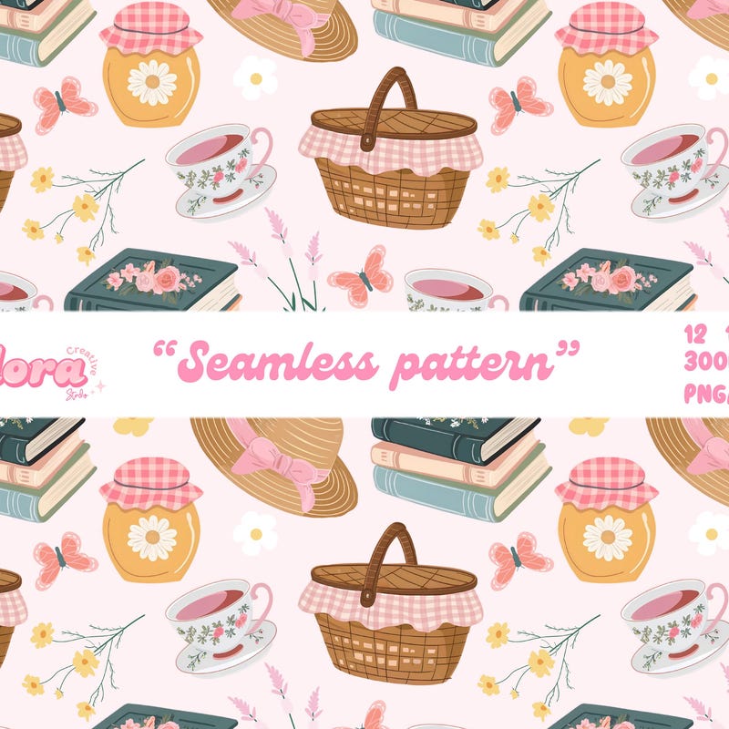 Cottage Core Book Pattern - Etsy