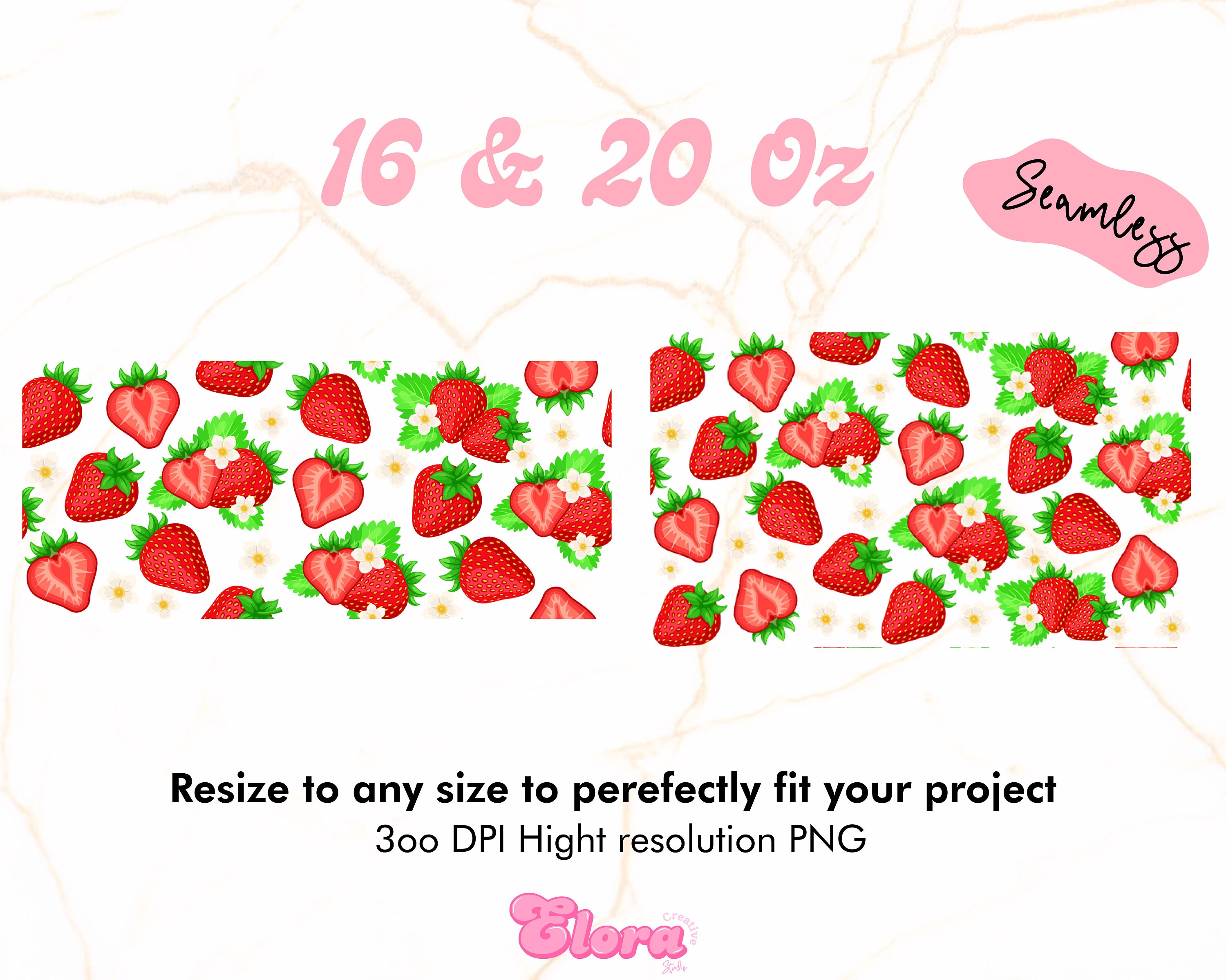 Floral Strawberries Sublimation Design, Strawberry Glass Wrap Bundle ...