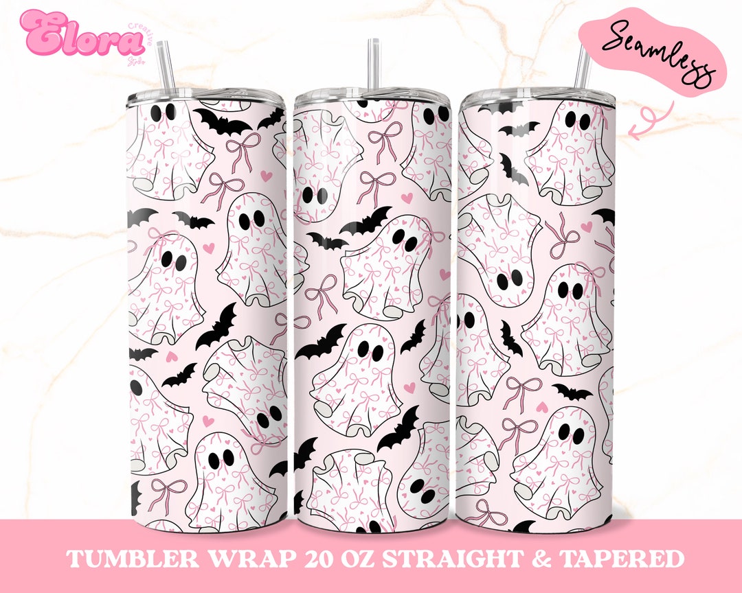 Girly Coquette Halloween Ghosts 20 Oz Skinny Seamless Tumbler, Coquette ...