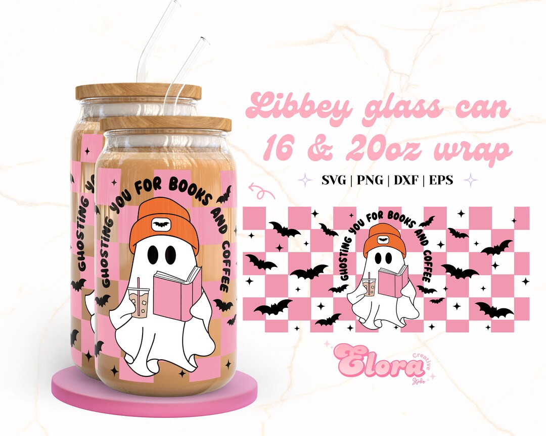 Ghosting You for Books and Coffee Libbey Glass Can 16oz | 20oz Wrap ...