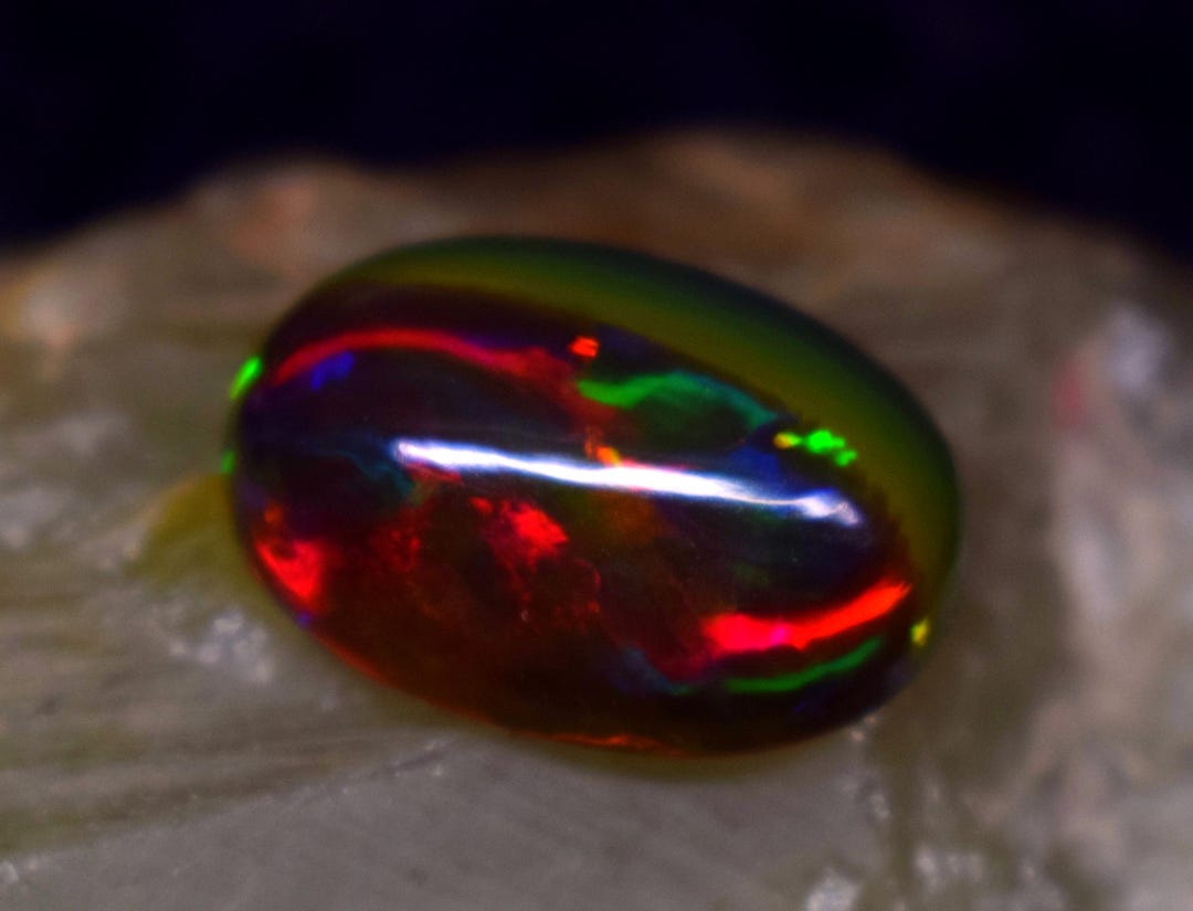 Rare One Side Inclusion Unique Black Opal| Oval Shape Black Ethiopian ...