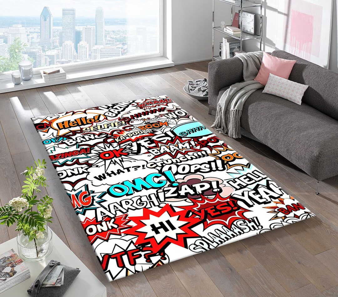 Pop Art Rug Comic Graffiti Rug Boom Art Rugmodern Art - Etsy