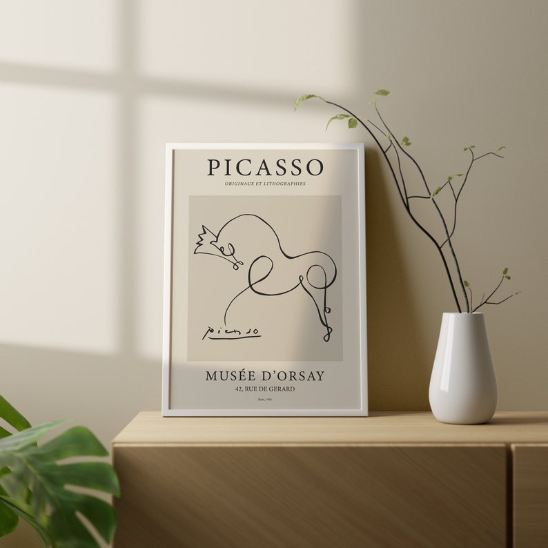 Picasso Poster, Horse Drawing, Animal Print, Beige Black, Modern ...