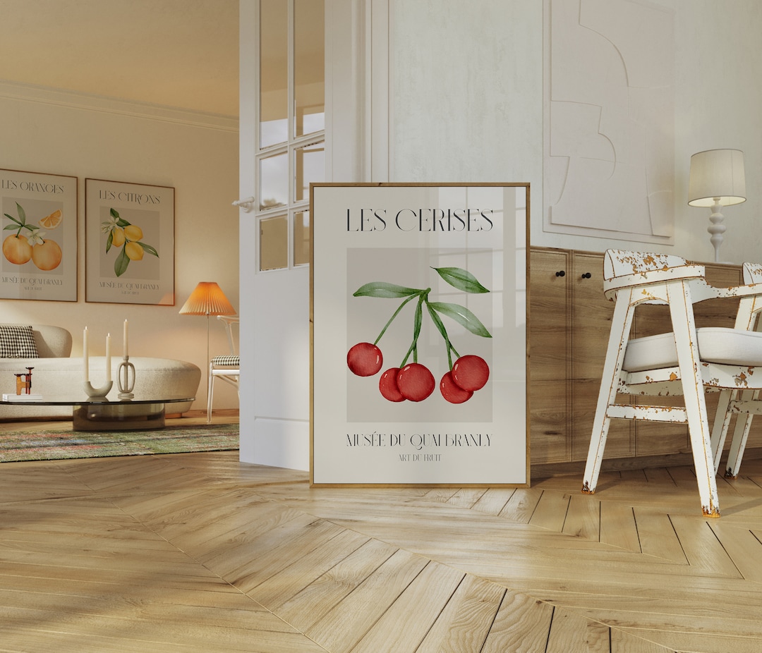 Cherry Poster, Fruit Market Print, Juicy Cherry Print, Retro Fruit ...