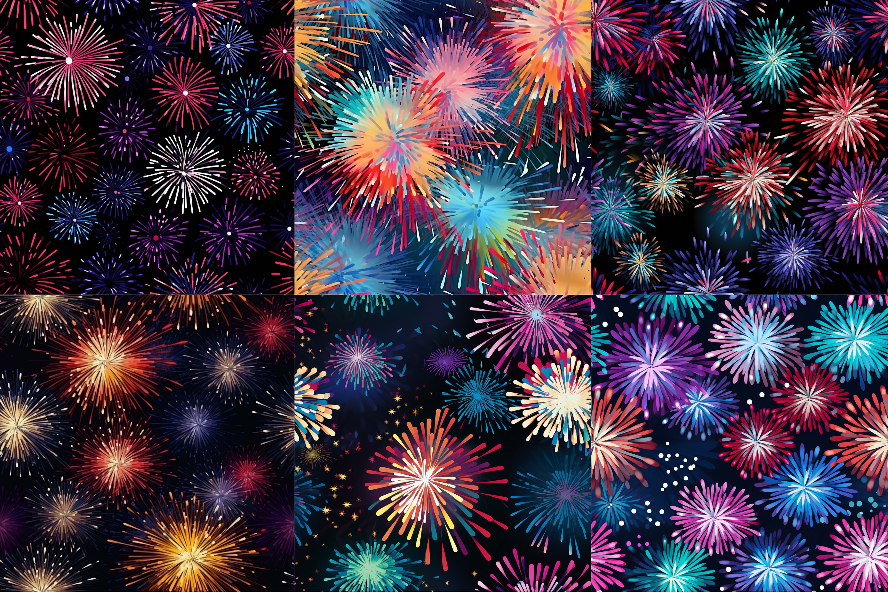 Fireworks Patterns Digital Paper Printable Seamless Pattern Fireworks ...