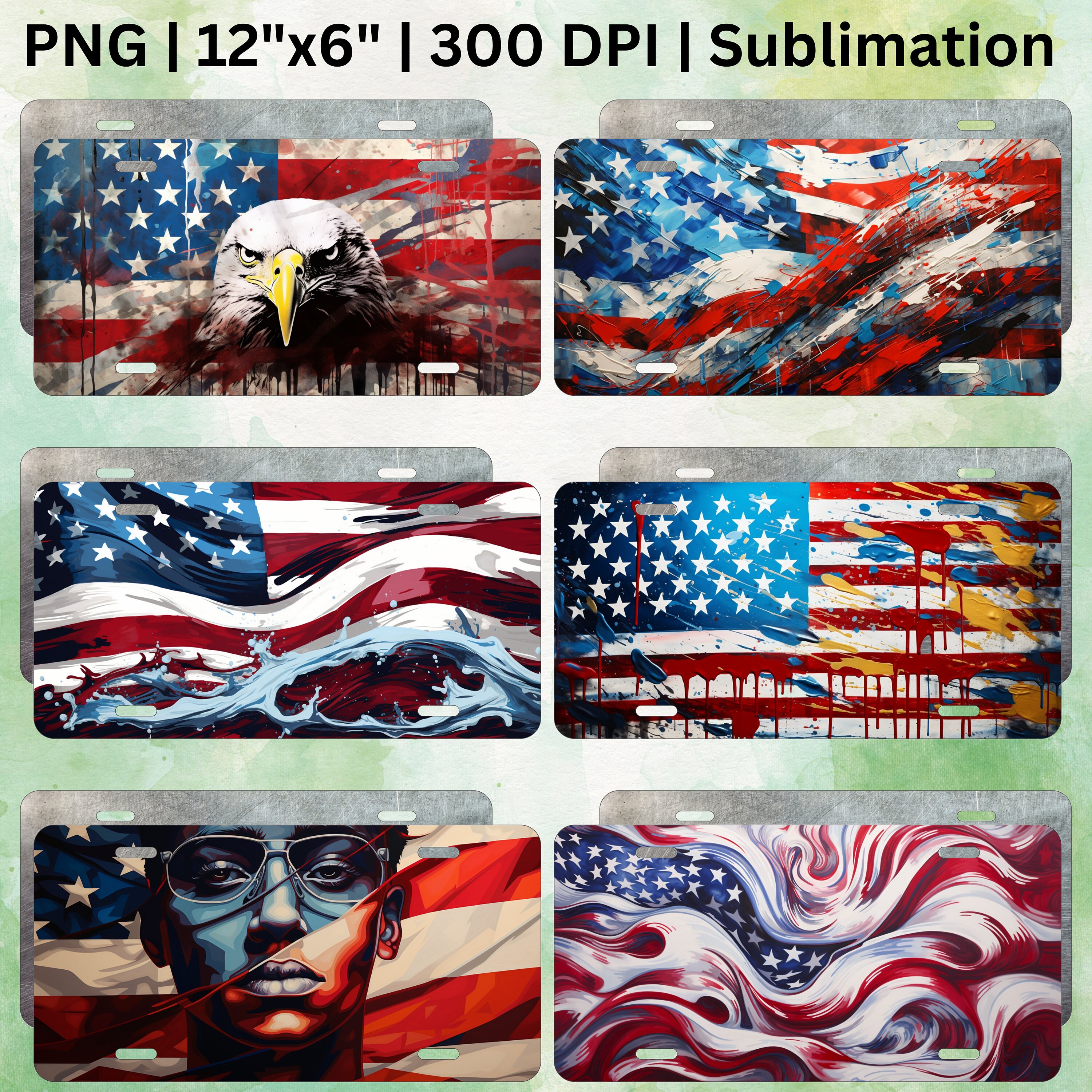 License Plate PNG, License Plate Design, American Flag PNG, Sublimation ...