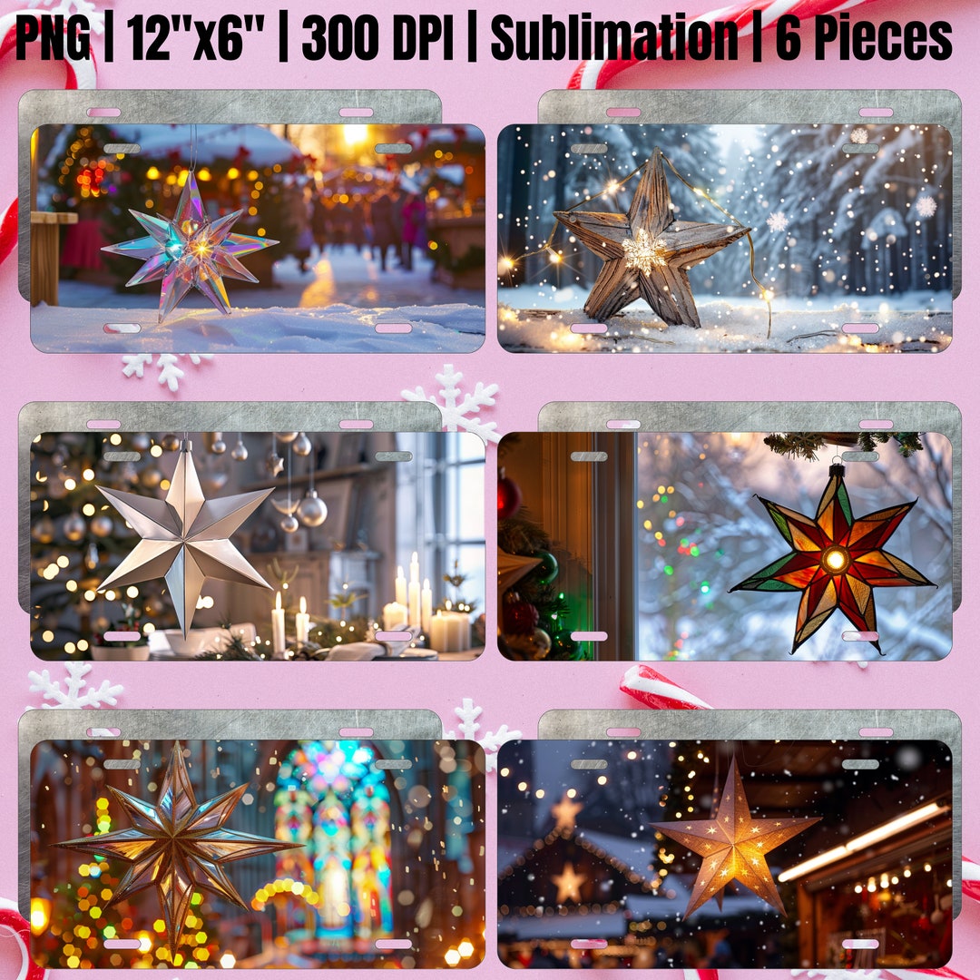 License Plate Bundle, License Plate PNG, Christmas Star PNG, Christmas ...