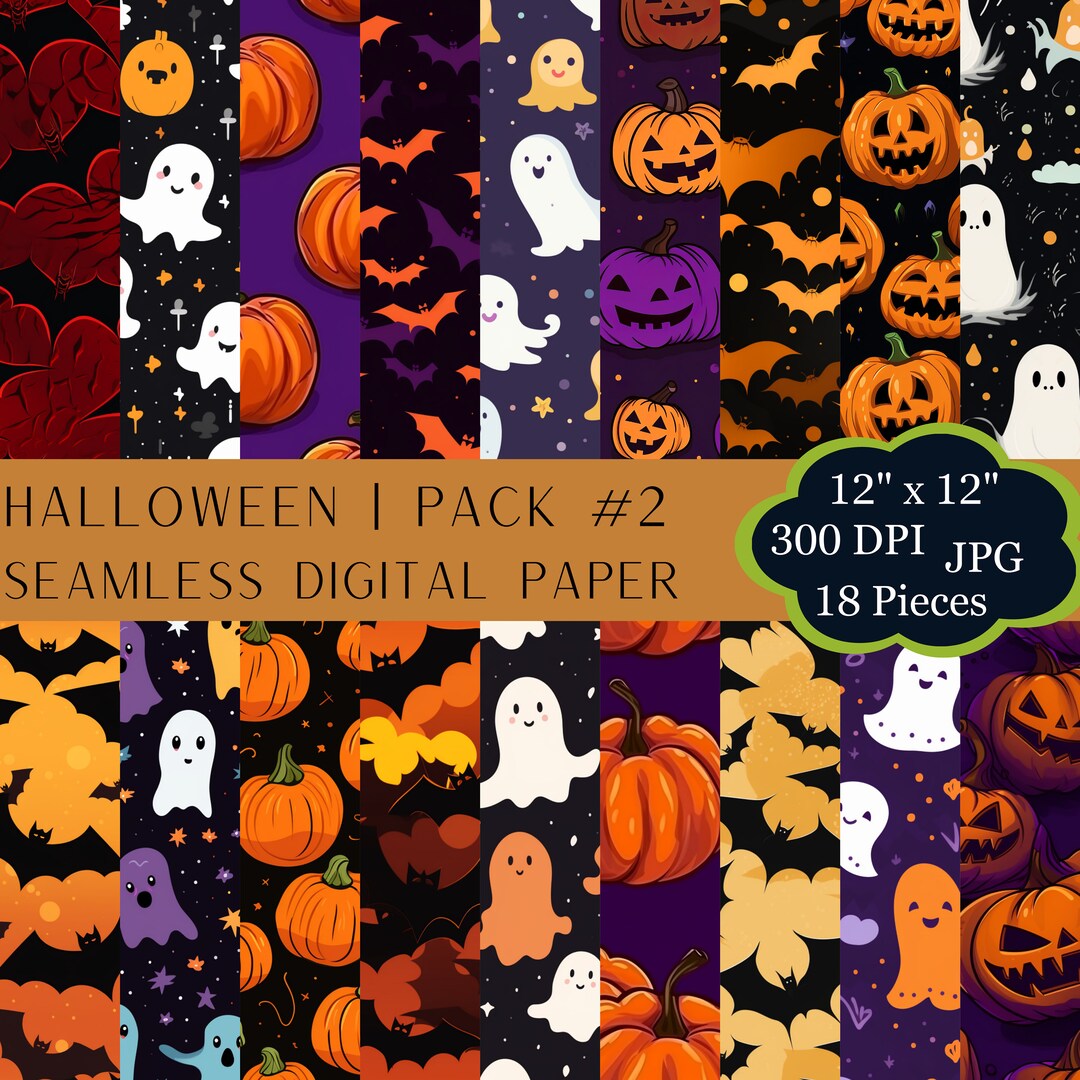 Halloween Digital Paper Printable Seamless Pattern Halloween - Etsy