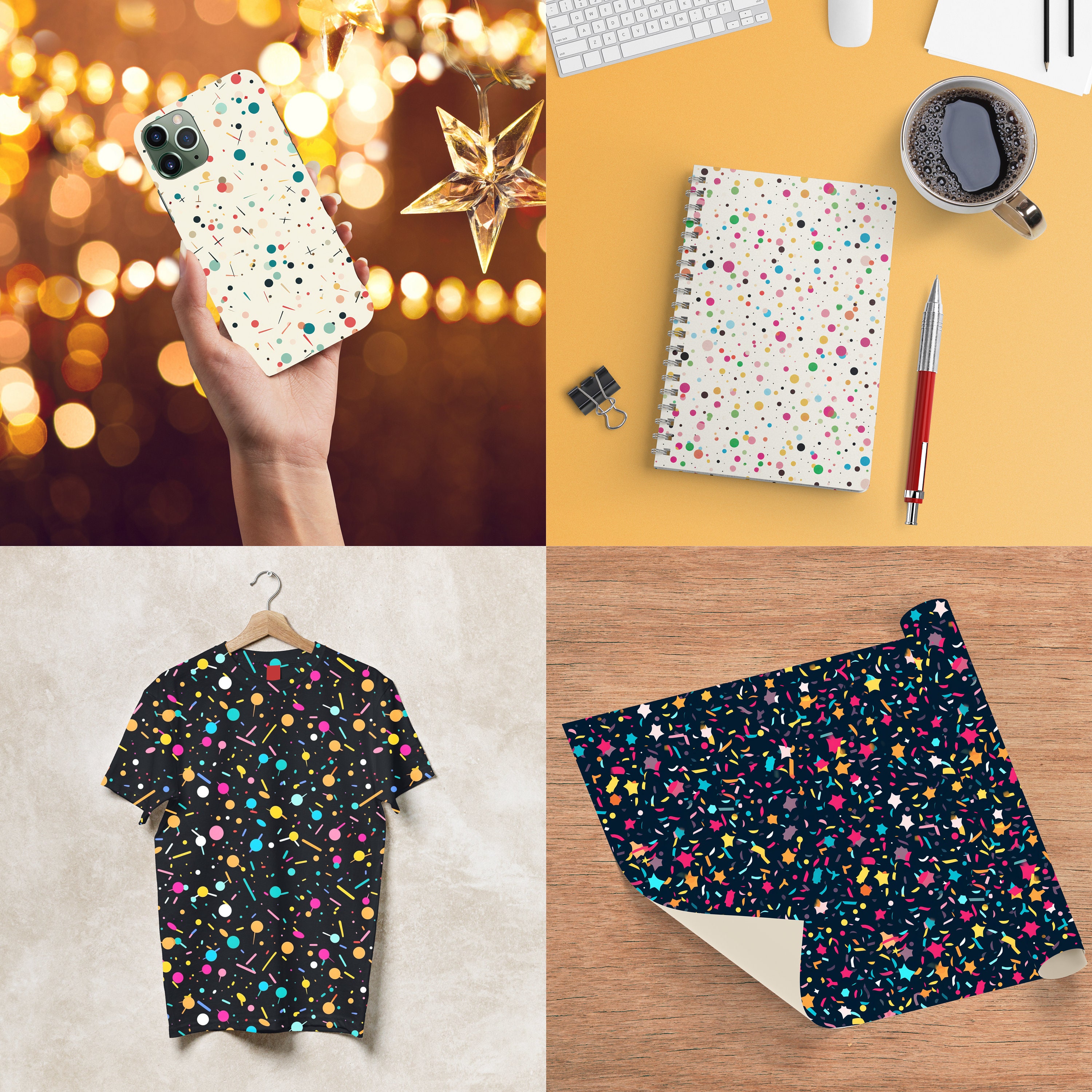 Confetti Patterns Digital Paper Printable Seamless Pattern Confetti ...