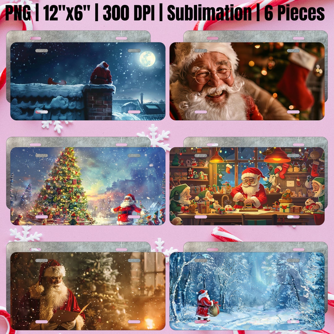 License Plate Bundle, License Plate PNG, Christmas License, Santa ...