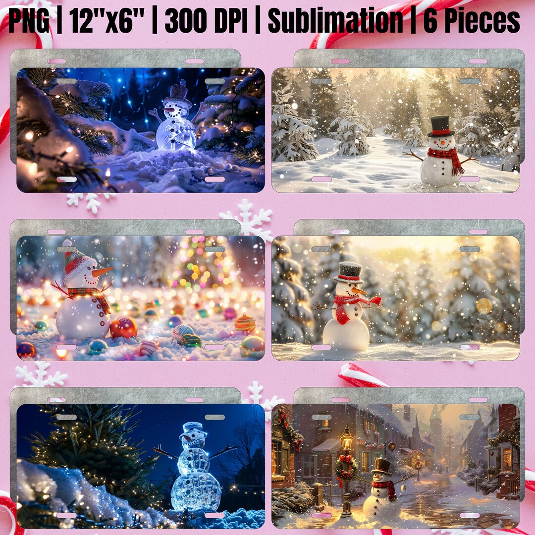 License Plate Bundle, License Plate PNG, Christmas Snowman, Christmas ...